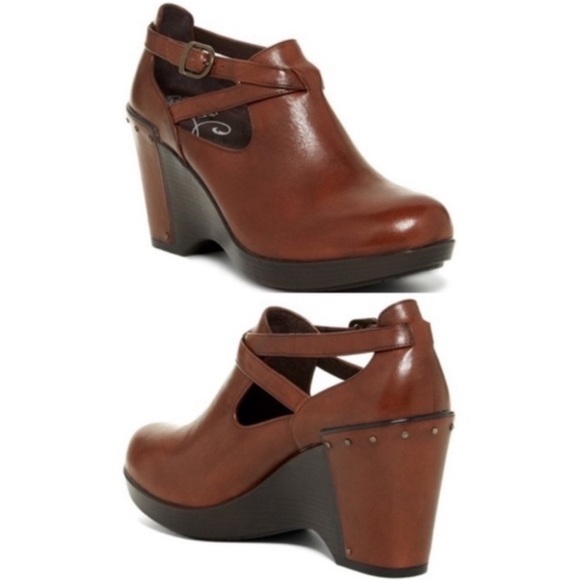 Dansko | Shoes | Dansko Brown Leather Franka Leather Heel Wedge Booties ...